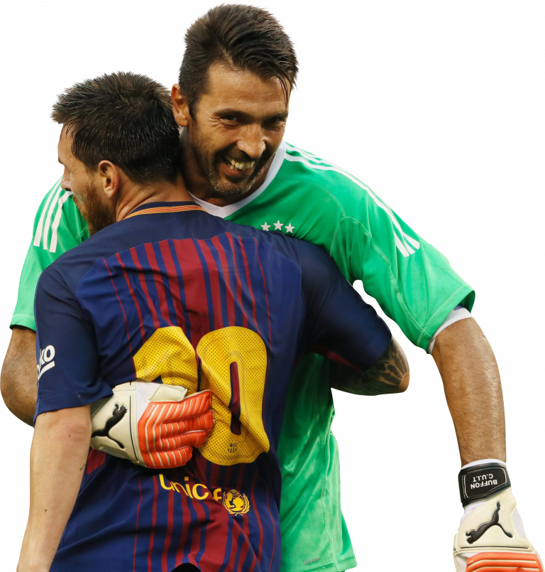 Lionel Messi & Gianluigi Buffon Barcelona football render - FootyRenders